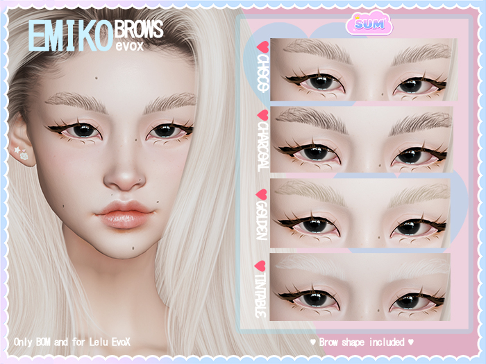 Second Life Marketplace Sum Emiko Eyebrows Evox Bom ♥ 7789
